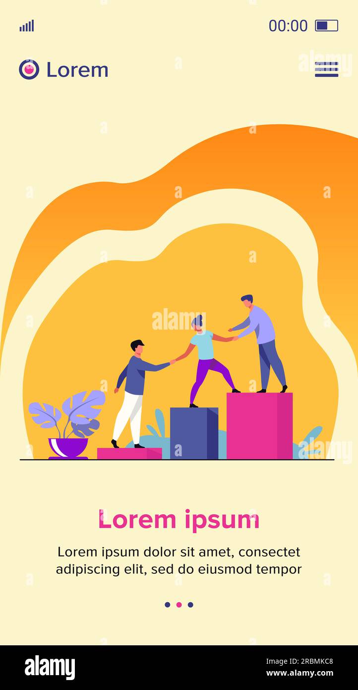 Employees giving hands and helping colleagues to walk upstairs Stock ...