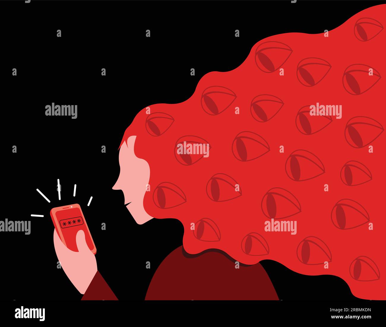 Eavesdropping and spying on phone, violating privacy illustration Stock ...