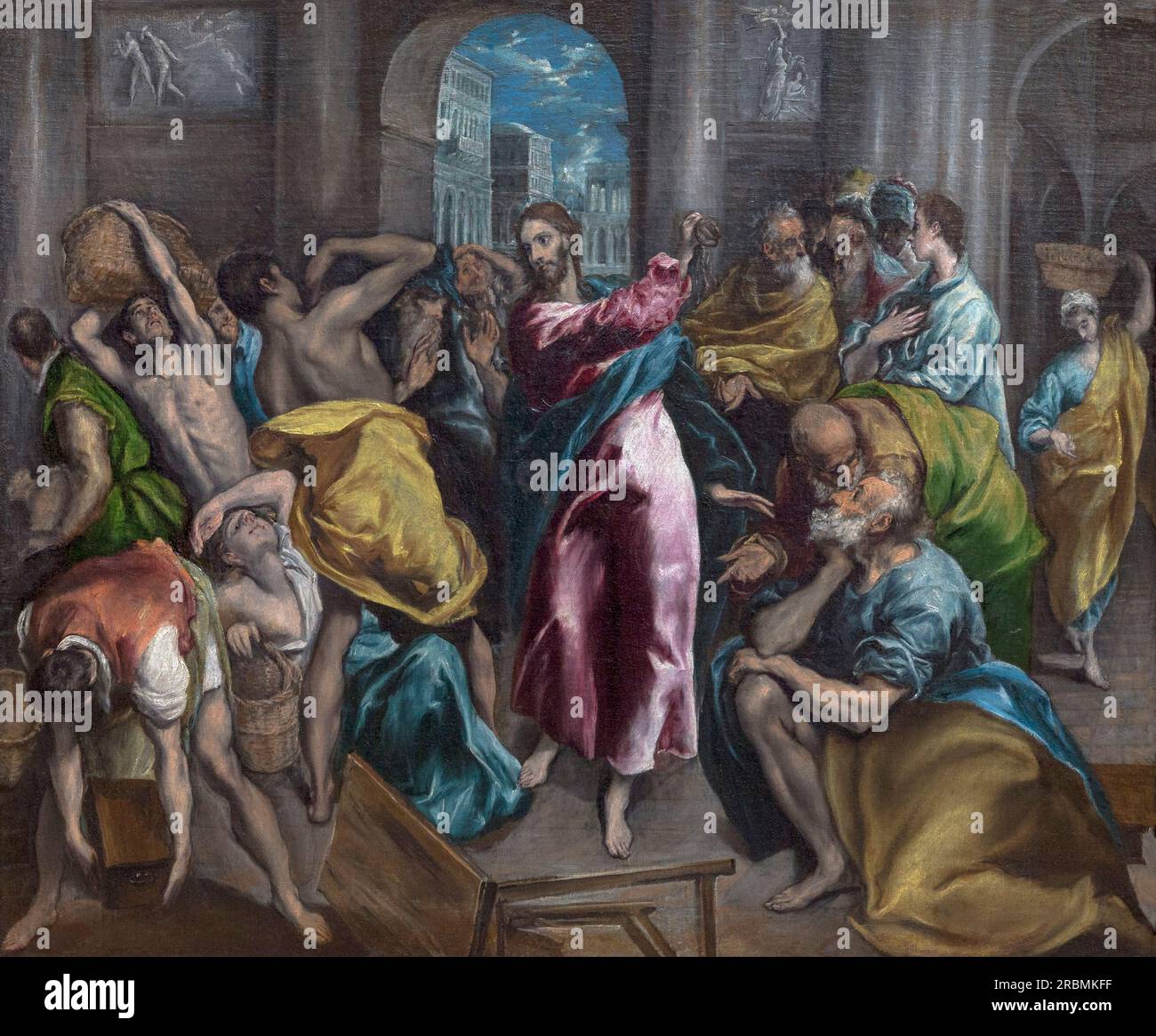 Christ driving the Traders from the Temple, El Greco, circa 1600 Stock ...