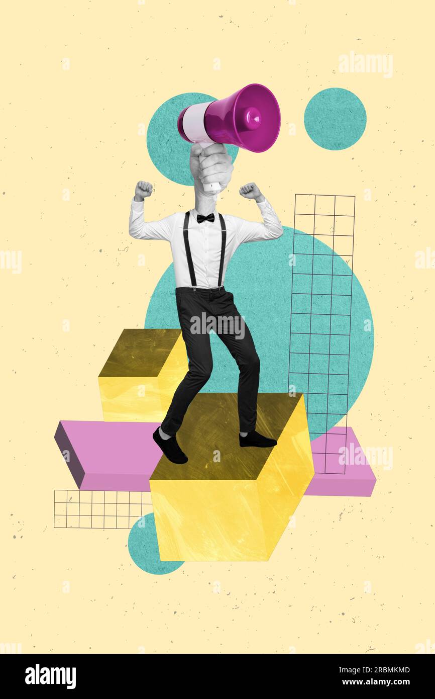 Vertical 3d picture collage artwork of funky weird strange person toa ...