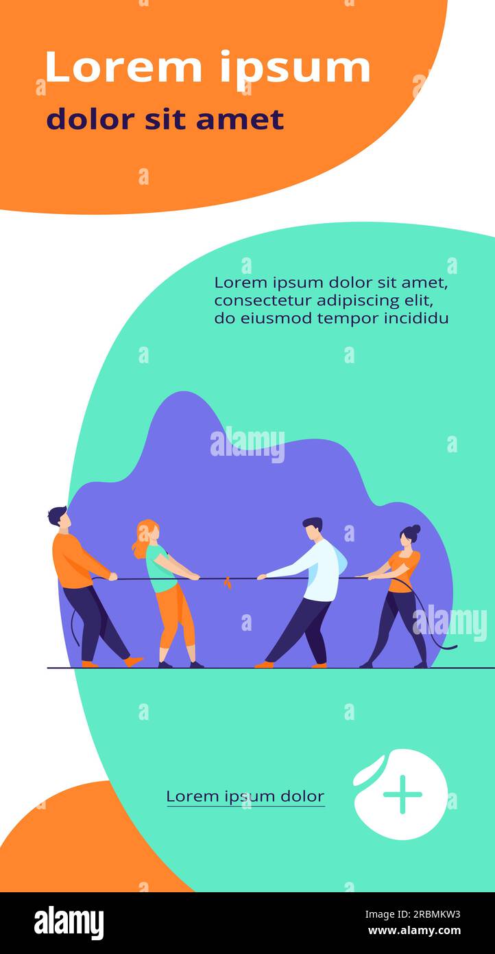 People pulling opposite ends of rope flat vector illustration Stock ...