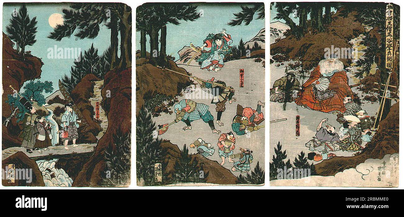 Ushiwaka-maru training with the tengu by Utagawa Kunisada II Stock ...
