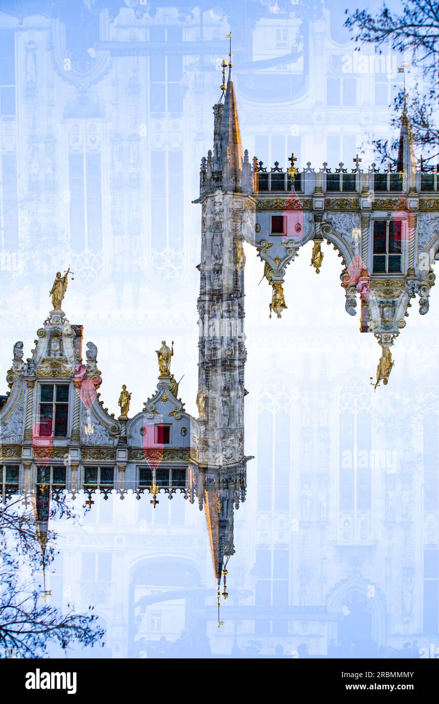 Double exposure of the Basilic of the Holy Blood in Bruges, Belgium, a ...