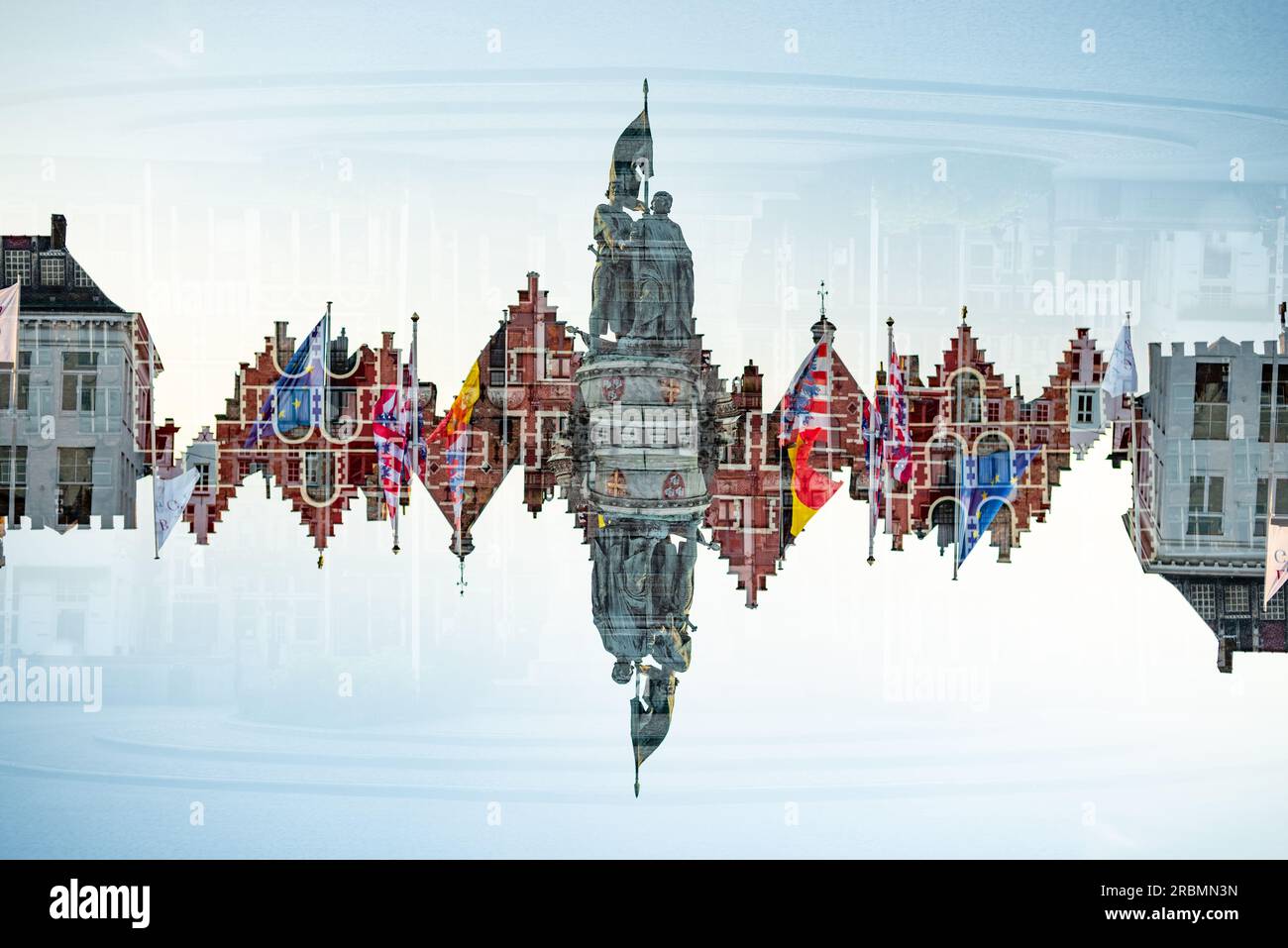 Double exposure of the statue of Jan Breydel and Pieter the Conick, two ...