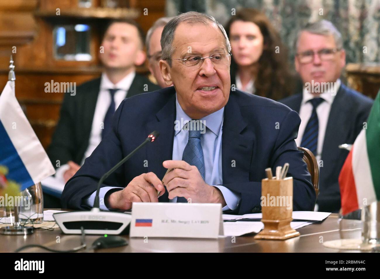 Russian Foreign Minister Sergei Lavrov meets with his counterparts of ...