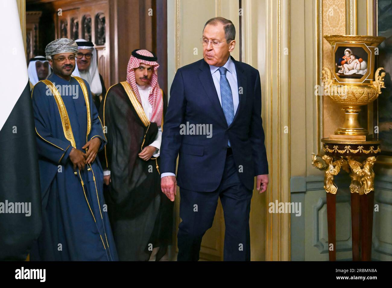 Russian Foreign Minister Sergei Lavrov arrives with his counterparts of ...