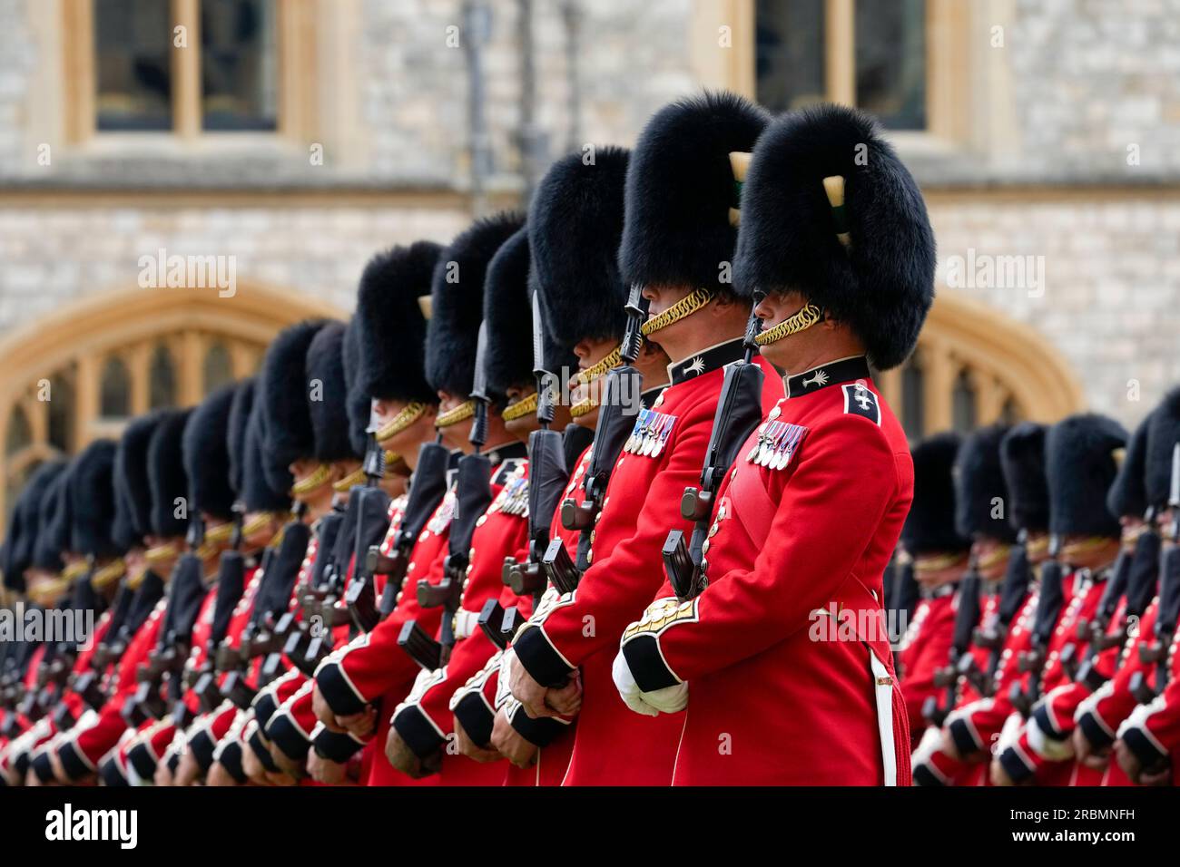 Royal guards stand in formation before the arrival of US President Joe ...