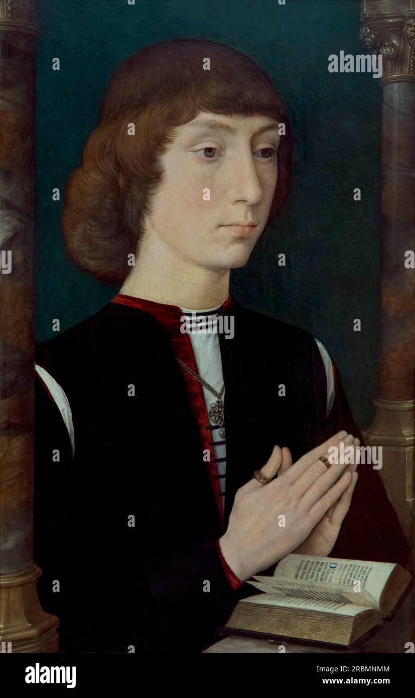 Young Man at Prayer, Hans Memling, circa 1470 Stock Photo - Alamy