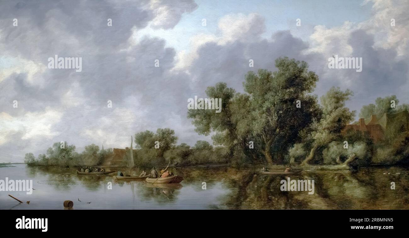 River Scene, Salomon van Ruysdael, 1632 Stock Photo - Alamy
