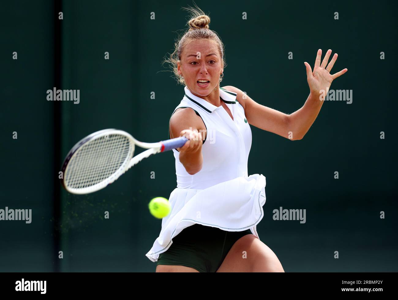 Tatum Evans in action during her girls singles match on day eight of ...