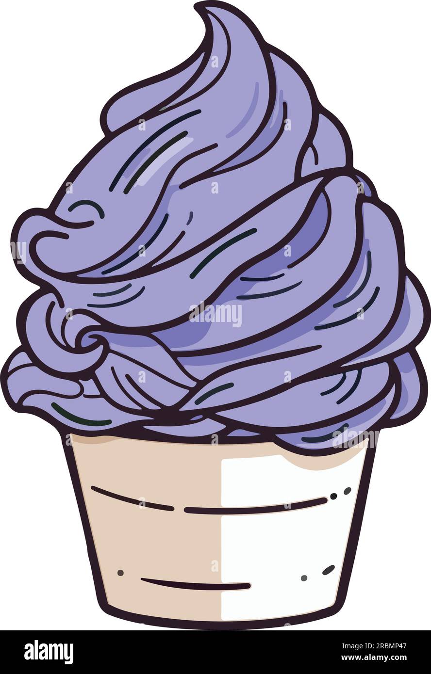 Cute cartoon cupcake with whipped cream icing Stock Vector Image & Art ...