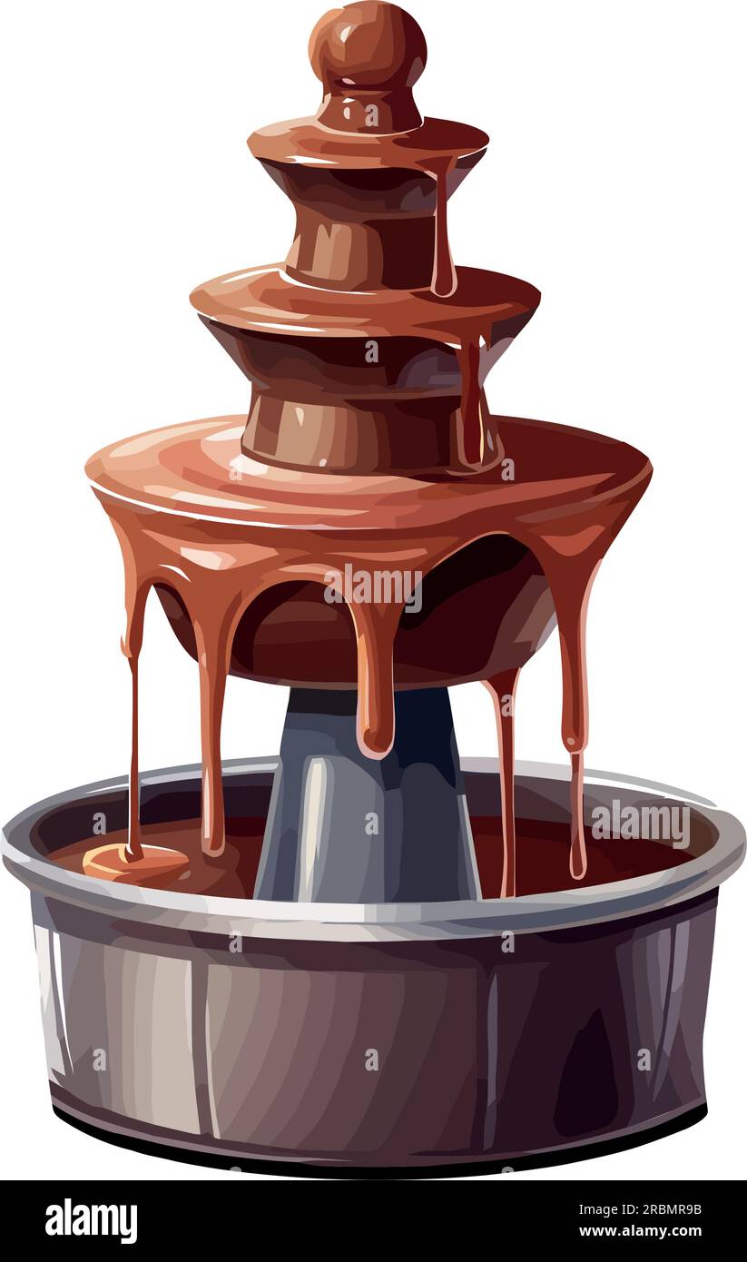 Gourmet chocolate fountain with cream icing Stock Vector Image & Art ...
