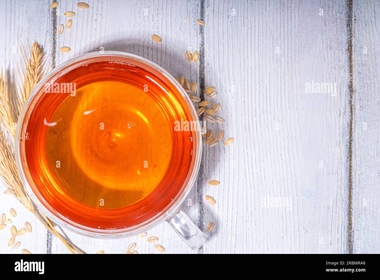Organic barley tea cup , alternative trendy orzo tea in glass mug Stock ...