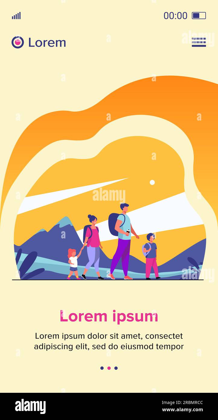 Happy active family walking outdoors Stock Vector Image & Art - Alamy