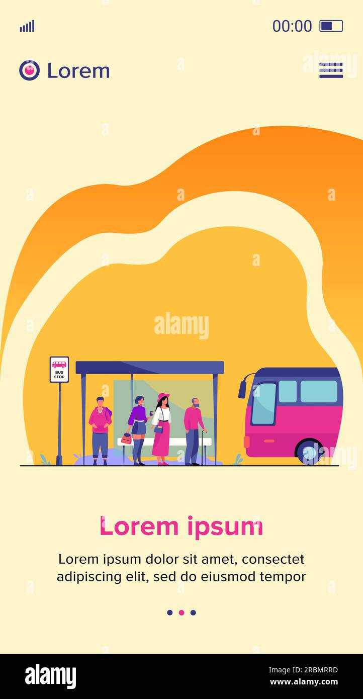 Passengers waiting for public transport at bus stop Stock Vector Image ...