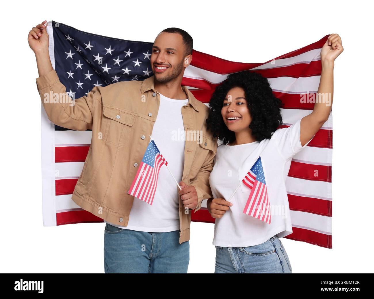 4th of July - Independence day of America. Happy couple with national ...