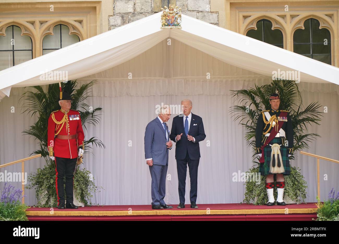 King Charles III and US President Joe Biden during the welcoming ...