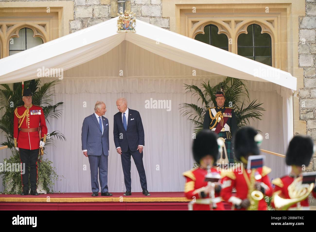 King Charles III and US President Joe Biden during the welcoming ...