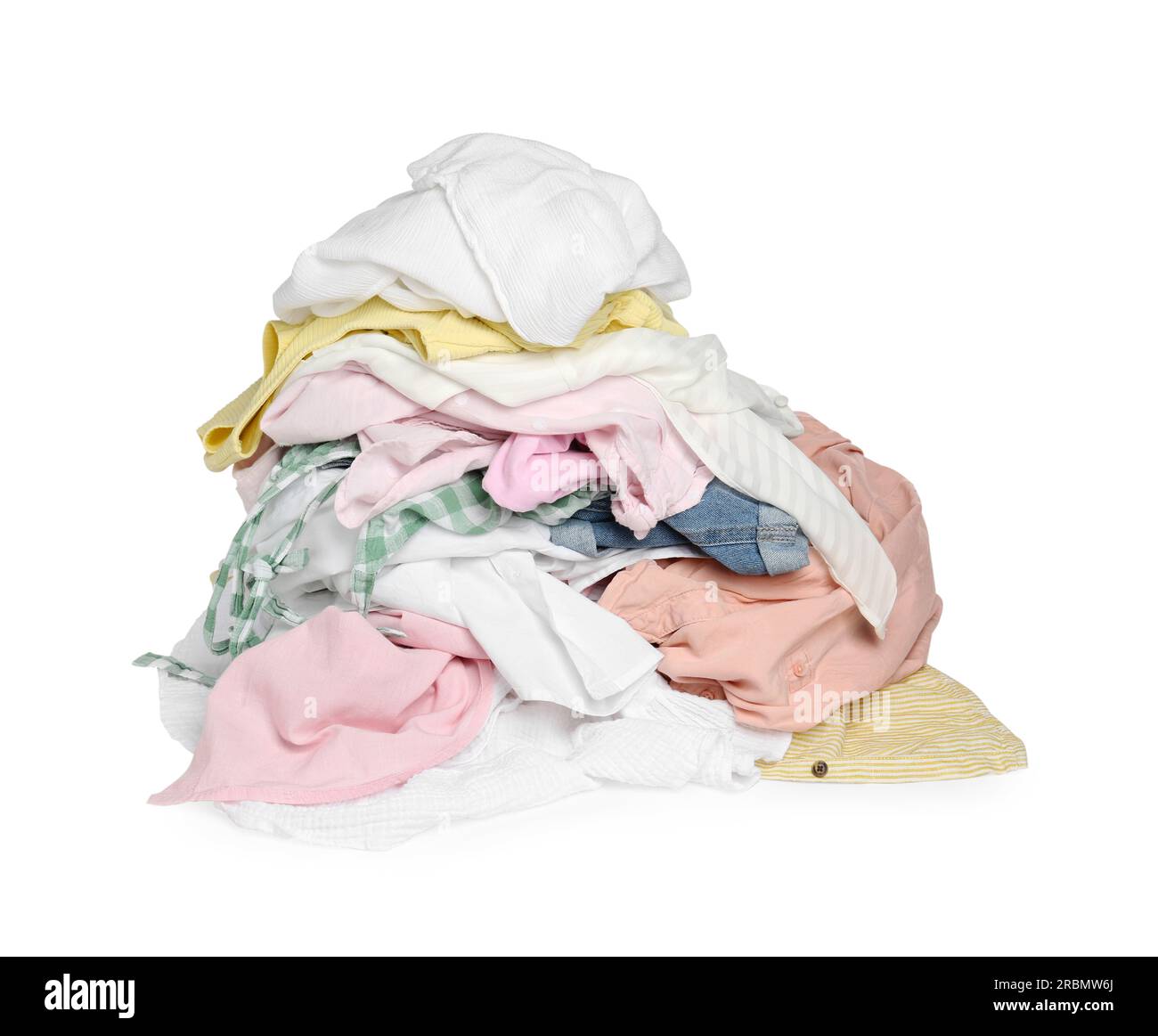 Pile of colorful clothes isolated on white Stock Photo - Alamy