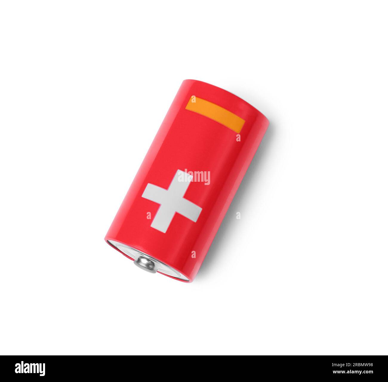 New C size battery isolated on white, top view Stock Photo - Alamy