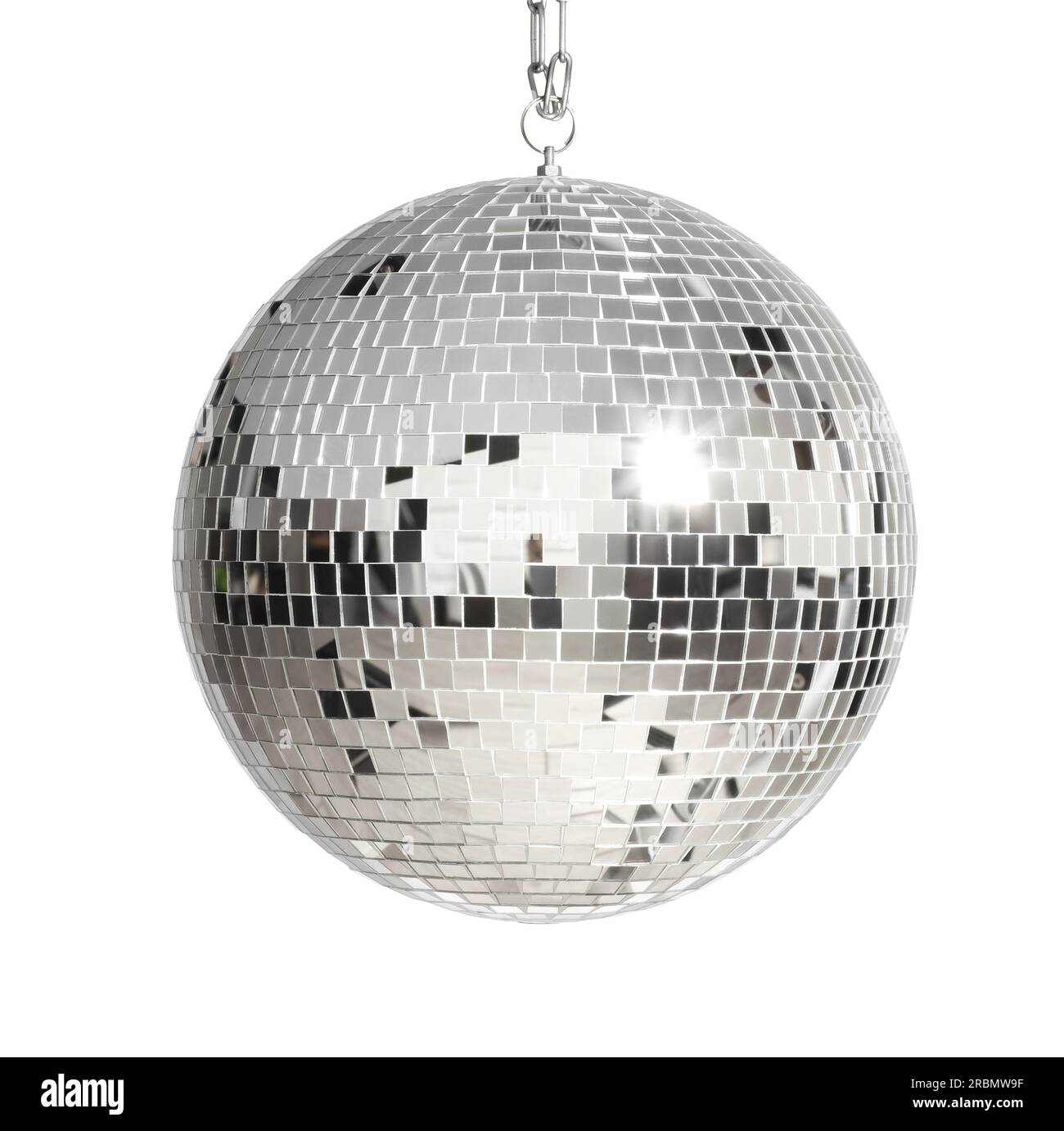 Shiny silver disco ball isolated on white Stock Photo - Alamy