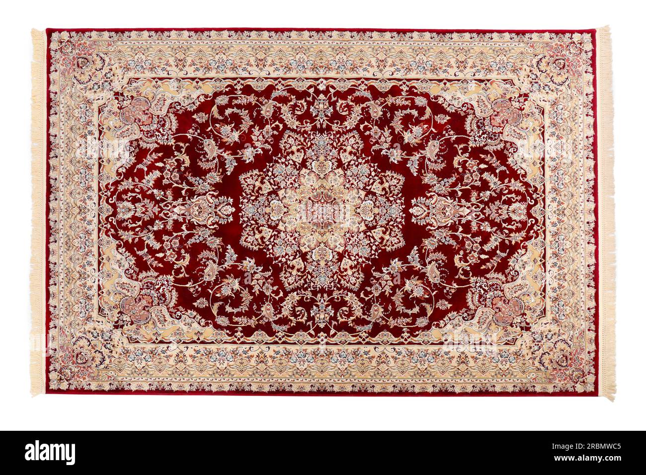 Soft carpet with beautiful pattern isolated on white, above view Stock ...