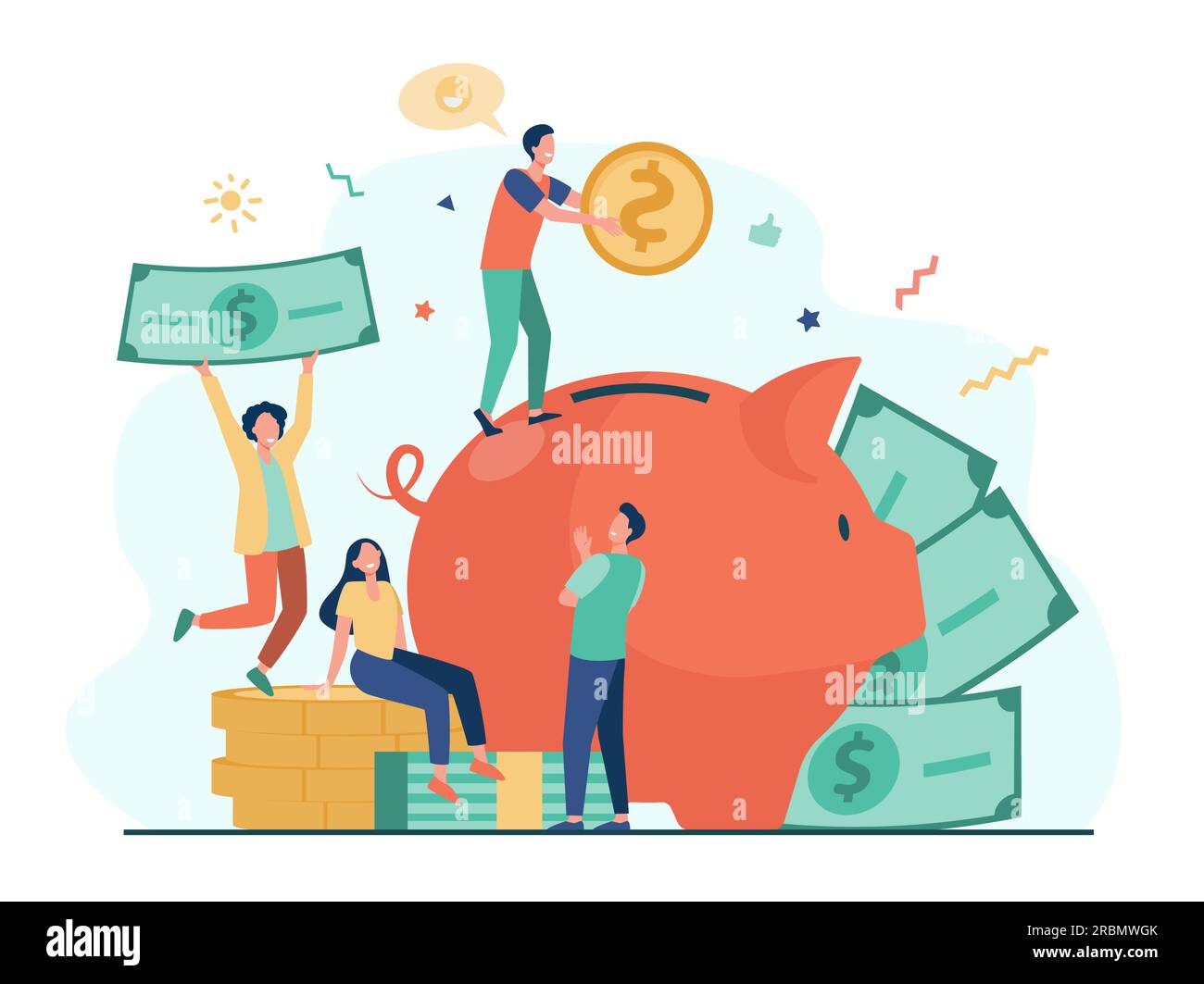 Putting money in savings account Stock Vector Images - Alamy