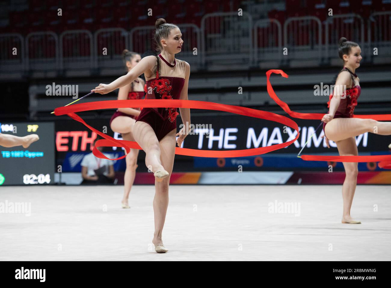 TB Oppau, action, gymnastics, rhythmic gymnastics RSG, group, 3 ribbons/2 balls, on July 7th ...