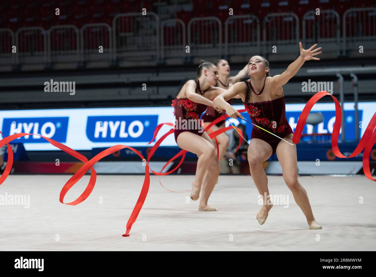 TB Oppau, action, gymnastics, rhythmic gymnastics RSG, group, 3 ribbons/2 balls, on July 7th ...