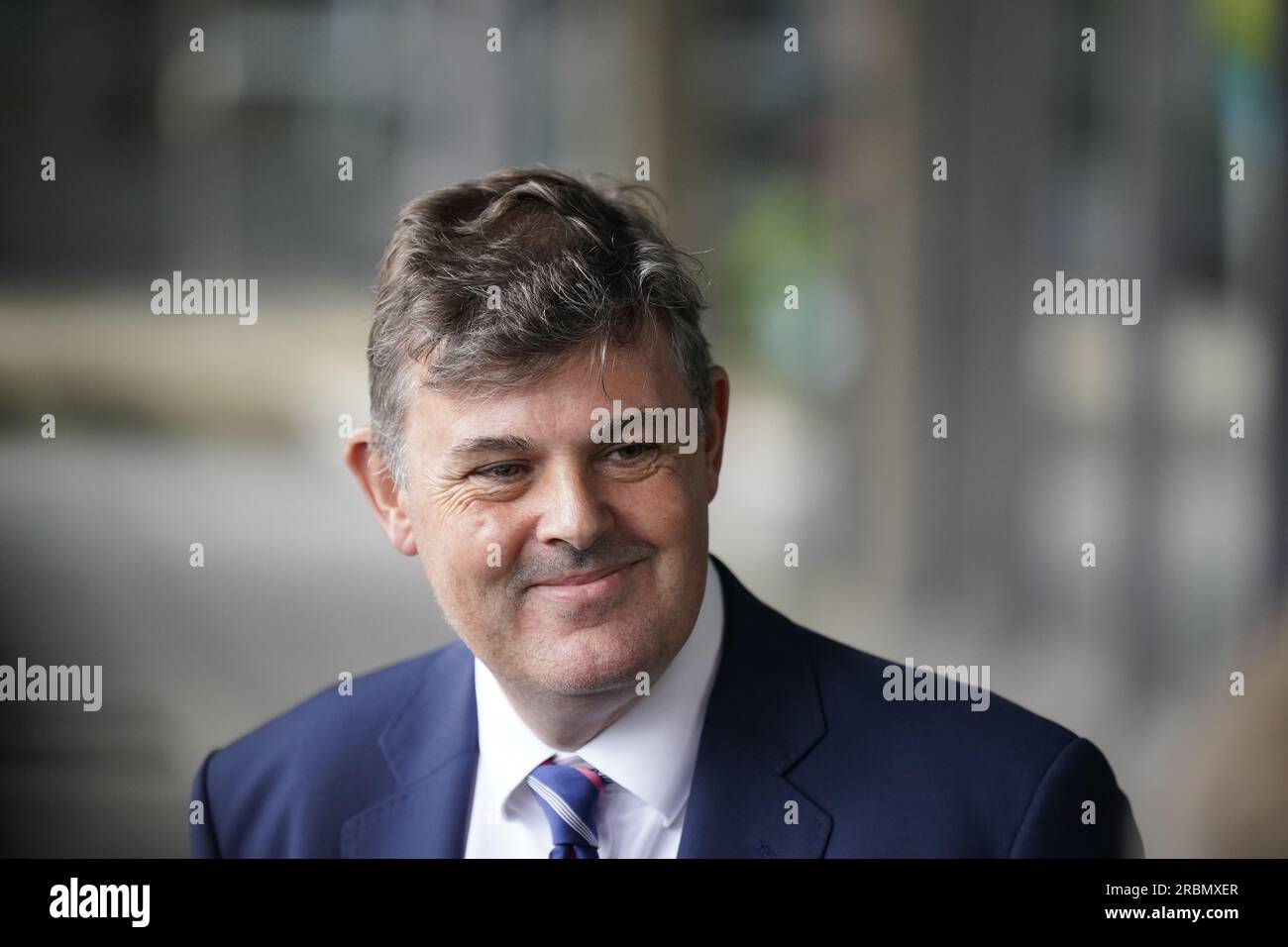 New RTE director general Kevin Bakhurst speaks to the media outside the ...