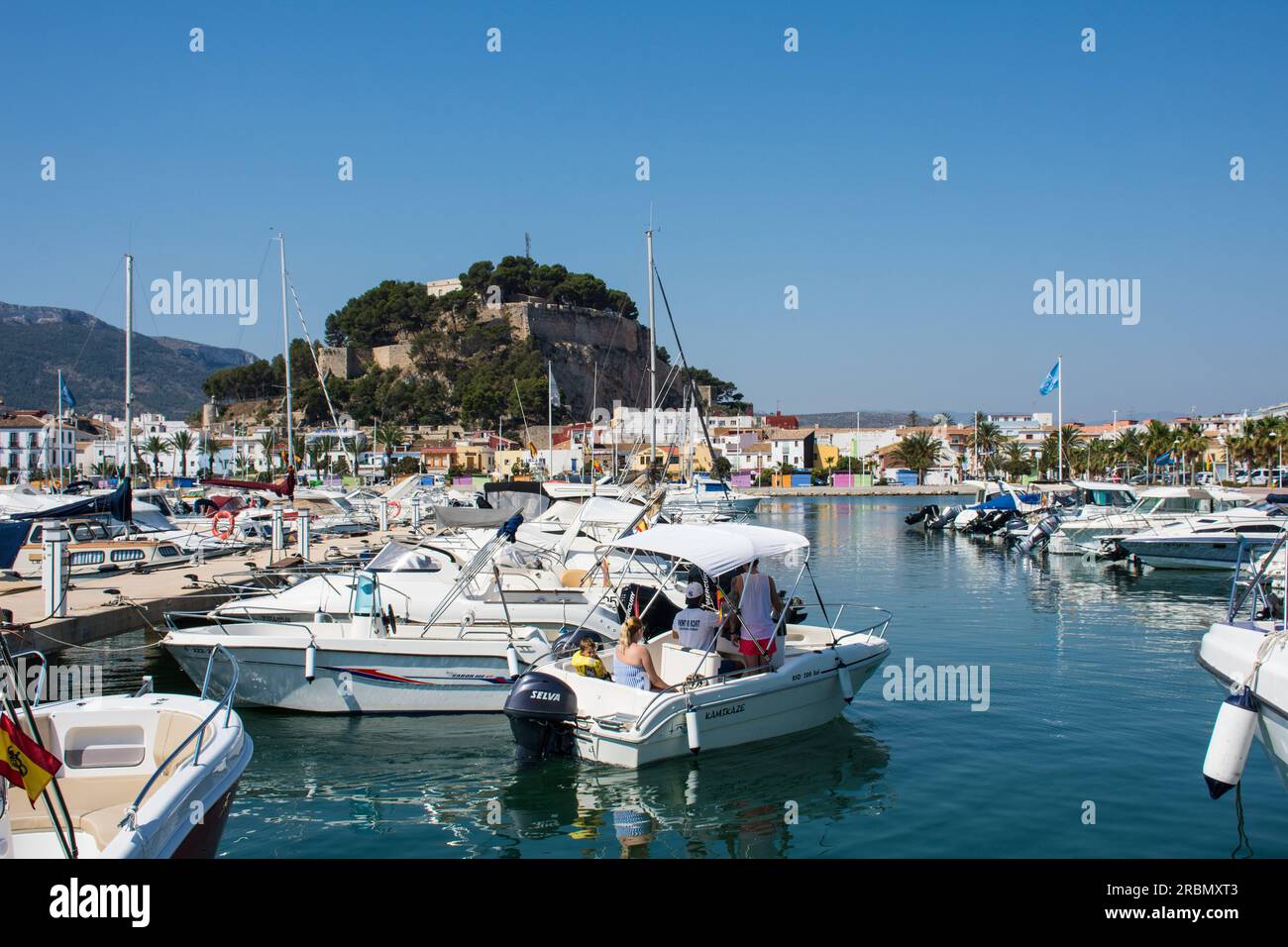 Denia, Costa Blanca, Spain, marina with castle Stock Photo - Alamy