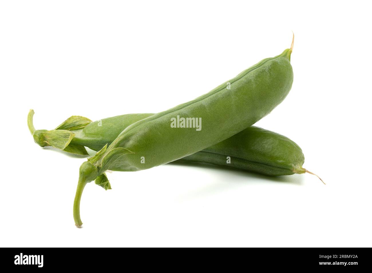 Two closed pea pods isolated on white background. Copy space Stock ...