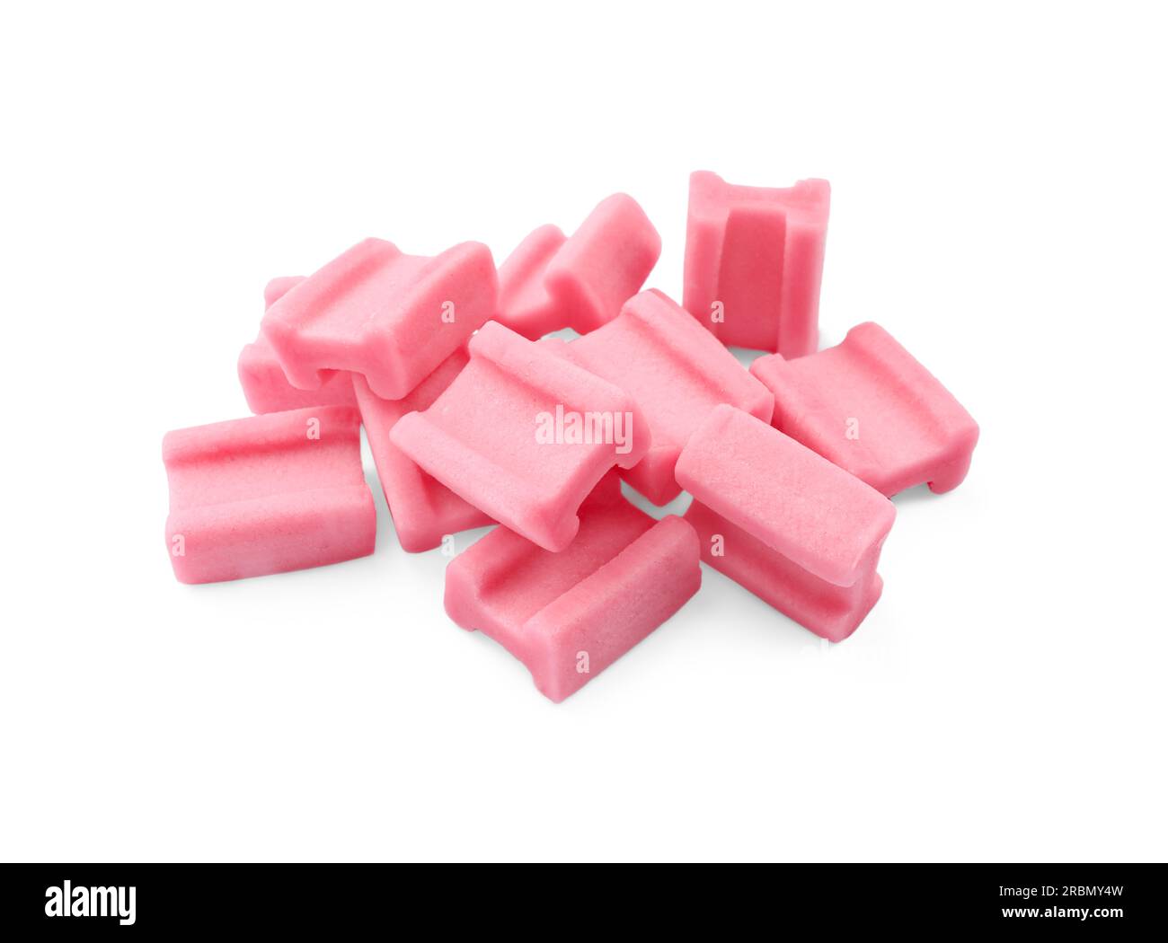 Pile of tasty pink chewing gums on white background Stock Photo - Alamy