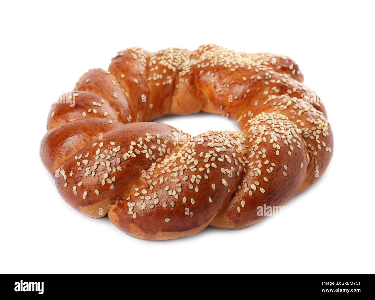 Round braided bread isolated on white. Fresh pastry Stock Photo - Alamy