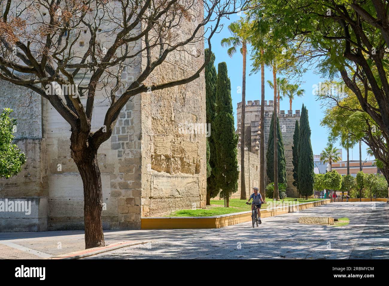 nice, active senior woman cycling with her electric mountain bike in ...