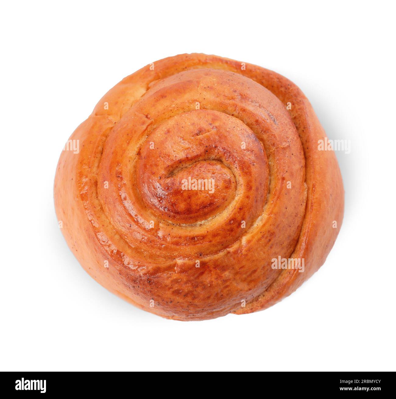 Freshly baked spiral pastry isolated on white, top view Stock Photo - Alamy