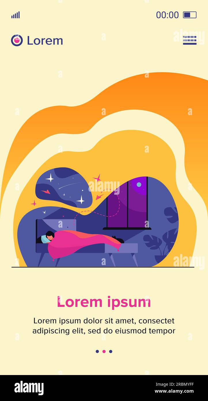 Cartoon Person Sleeping In Her Bedroom At Night Stock Vector Image