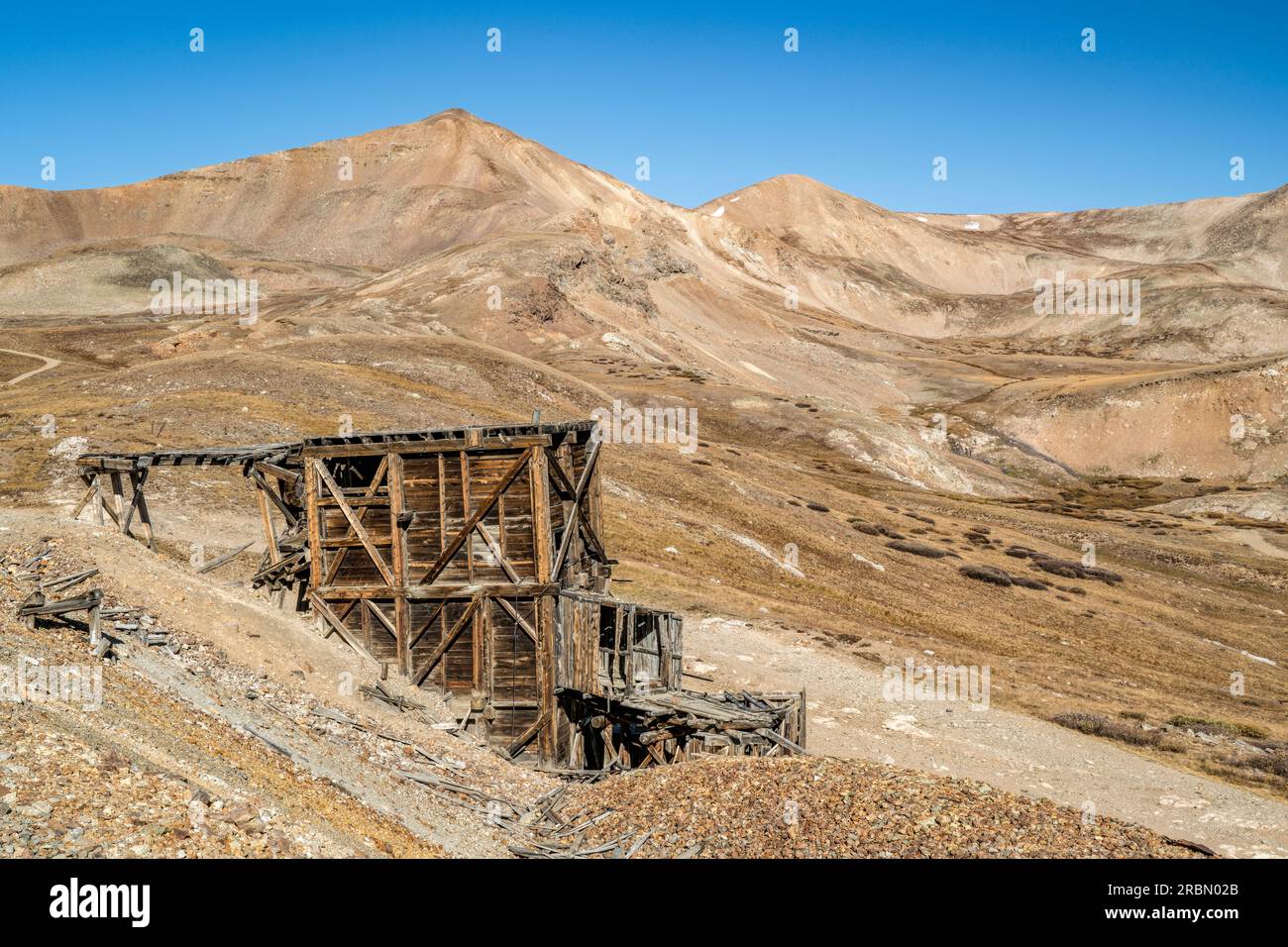 ruins of gold mine near Mosquito Pass in Rocky Mountains, Colorado ...