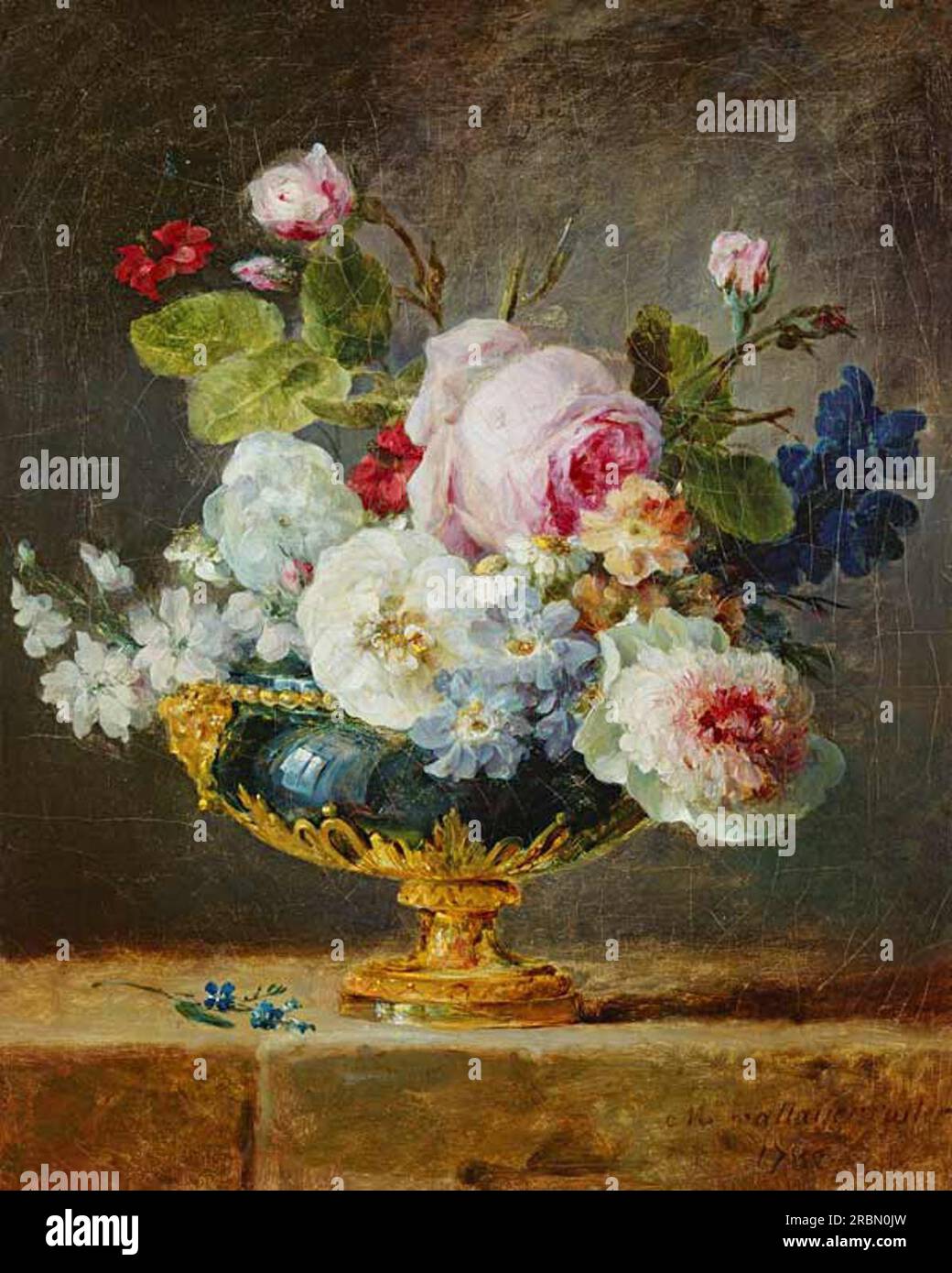 Flowers in a Blue Vase by Anne Vallayer-Coster Stock Photo - Alamy