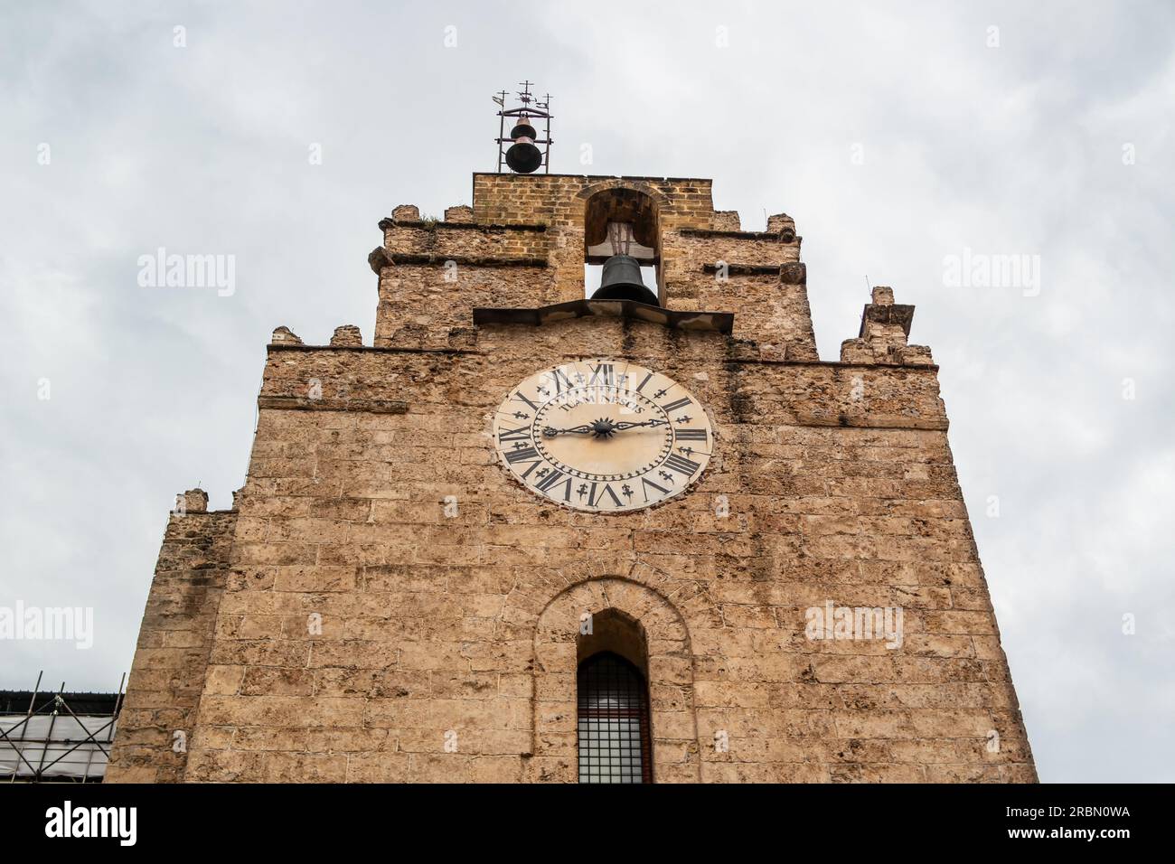View of the clock tower of Monreale cathedral in Palermo, Sicily, Italy ...