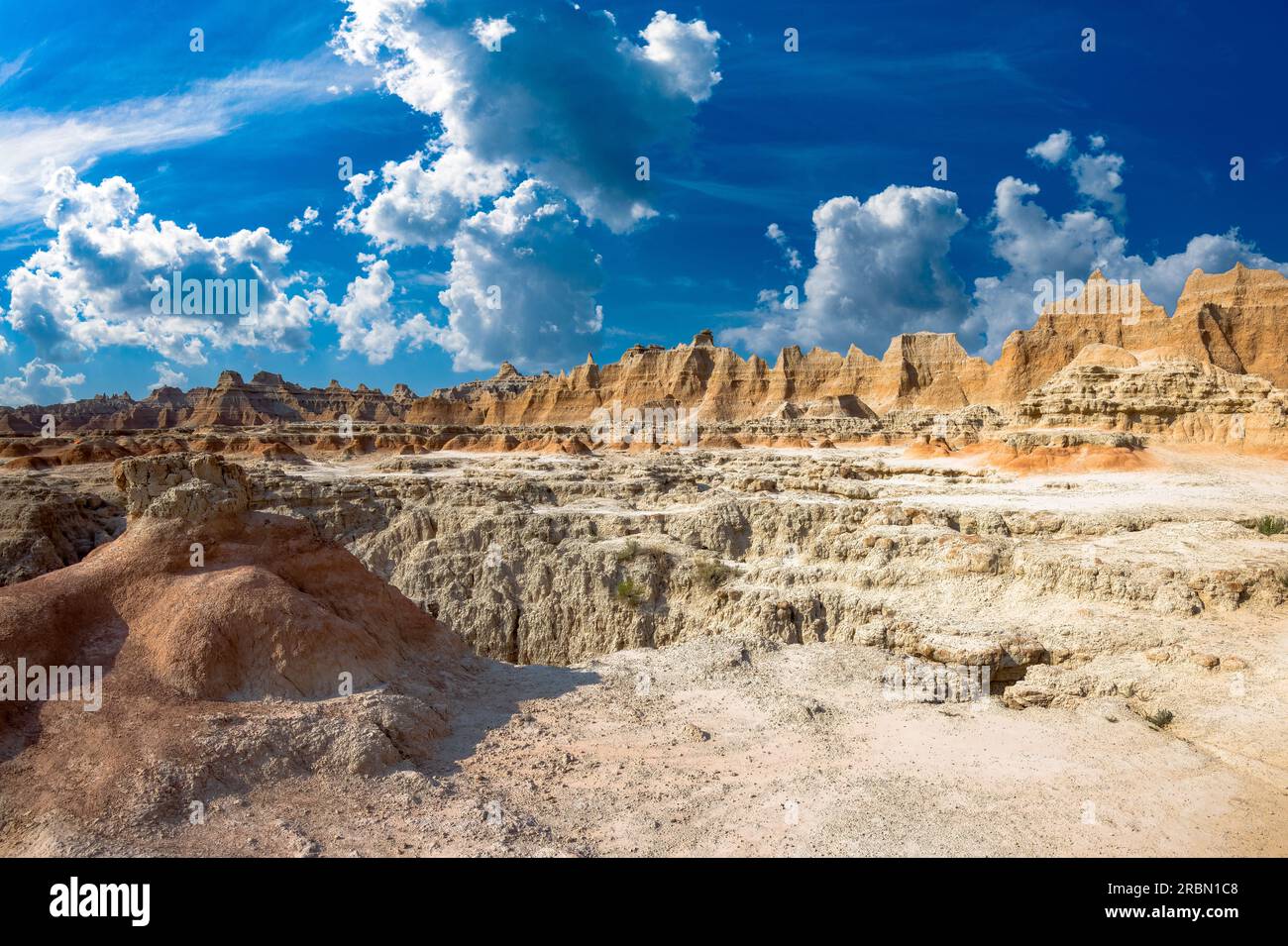 Brilliant Blue Sky and Red Sandstone in Badlands National Park Stock ...
