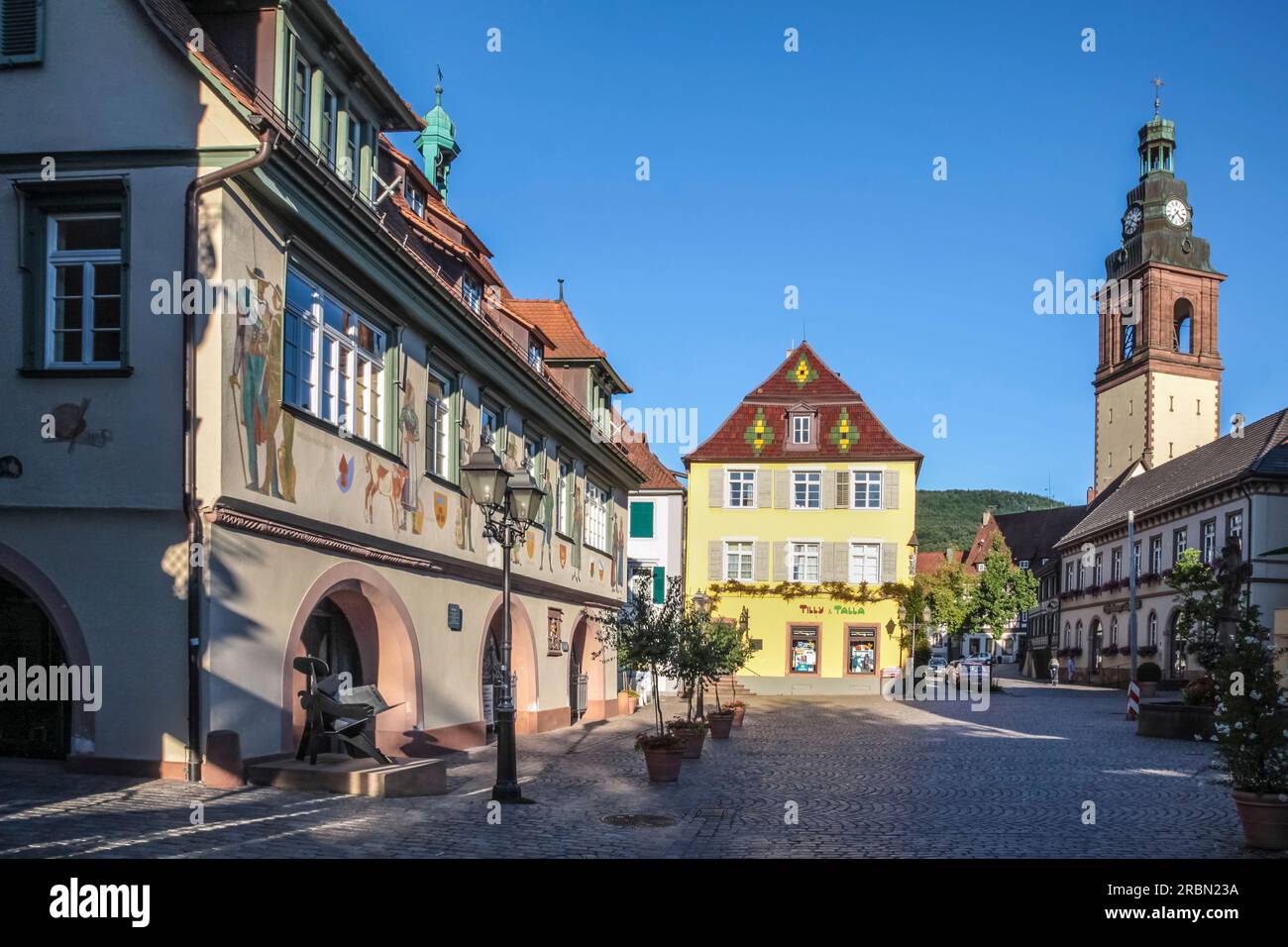 Historical houses on the market square of Haslach in the Kinzig Valley ...