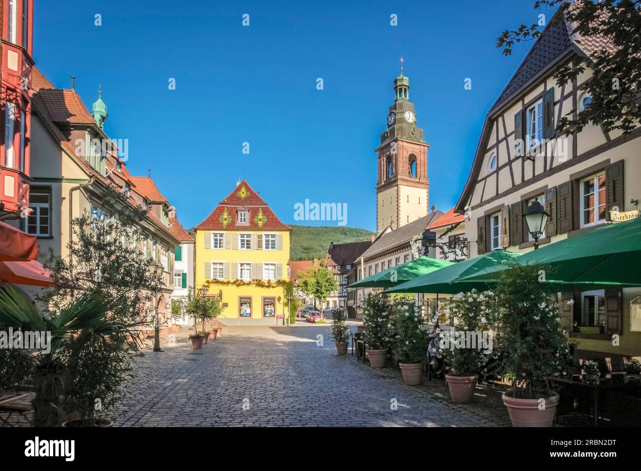 Historical houses on the market square of Haslach in the Kinzig Valley ...