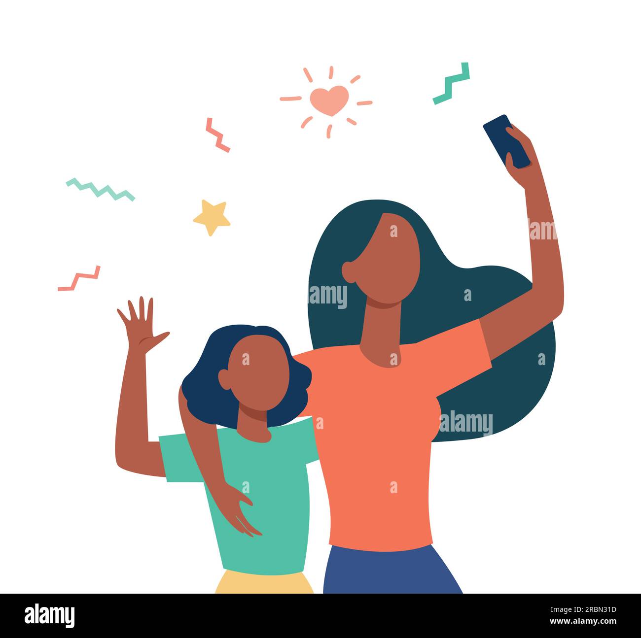 Mom and little daughter taking selfie together Stock Vector Image & Art - Alamy