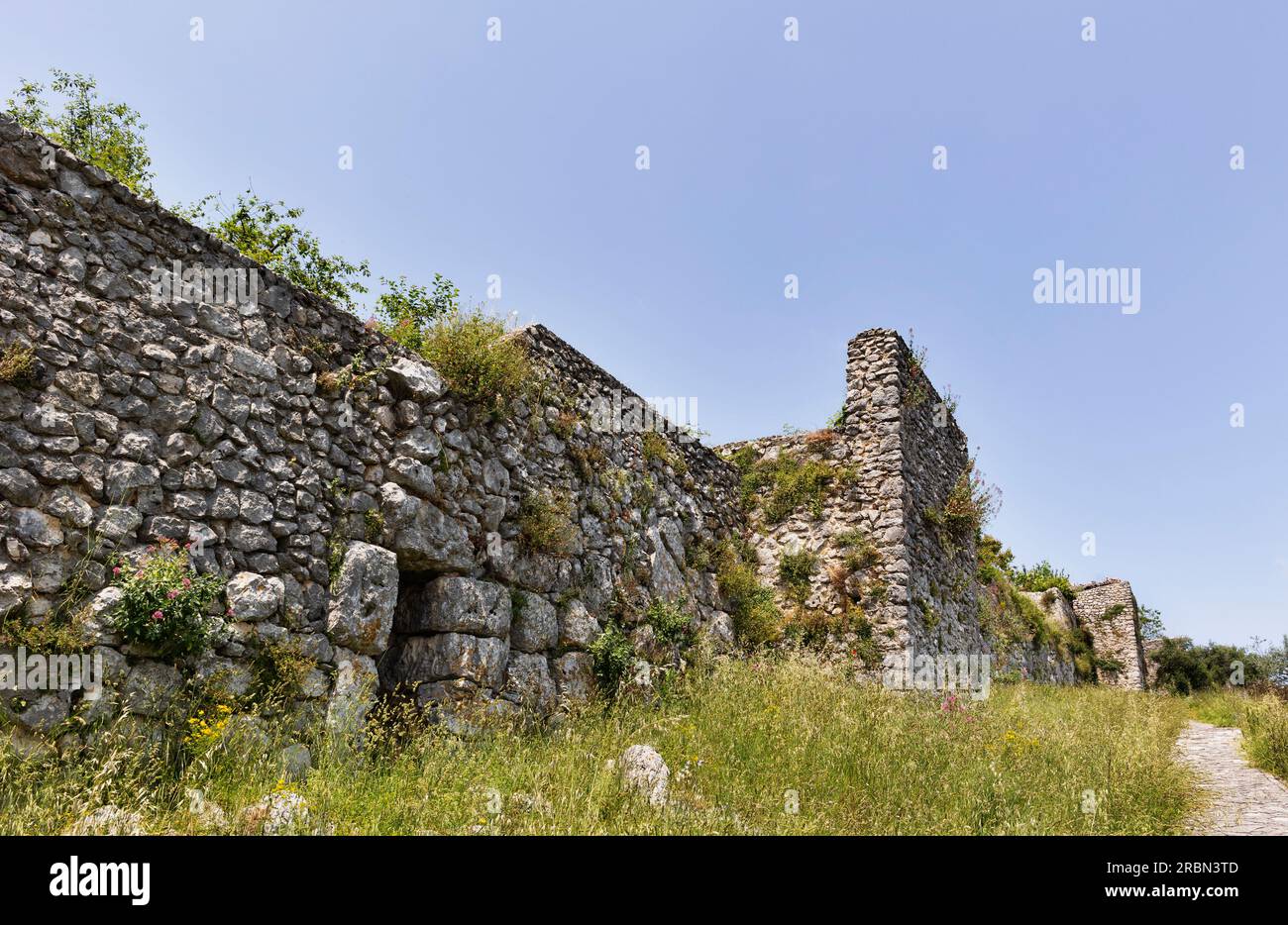 Polygonal walls that surround the Rocca in Veroli town in central Italy ...
