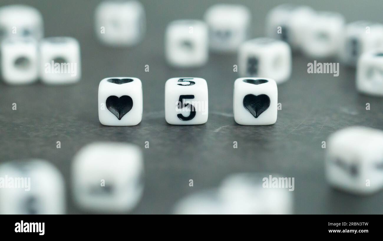 number 5 five in white letter block beads. Fifth anniversary. Marriage ...