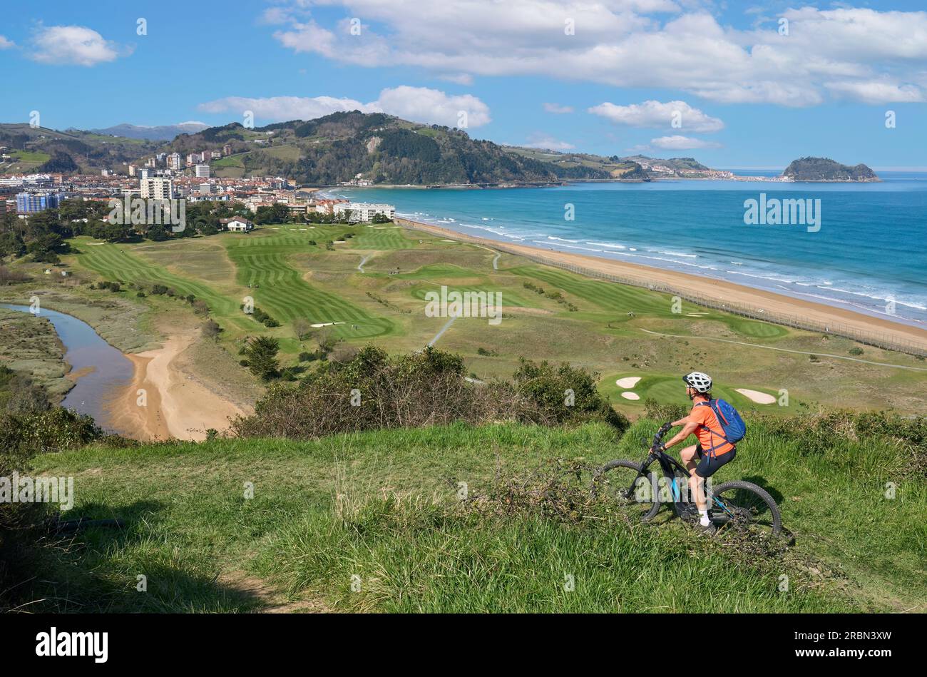 nice senior woman cycling with her electric mountain bike in the hills ...
