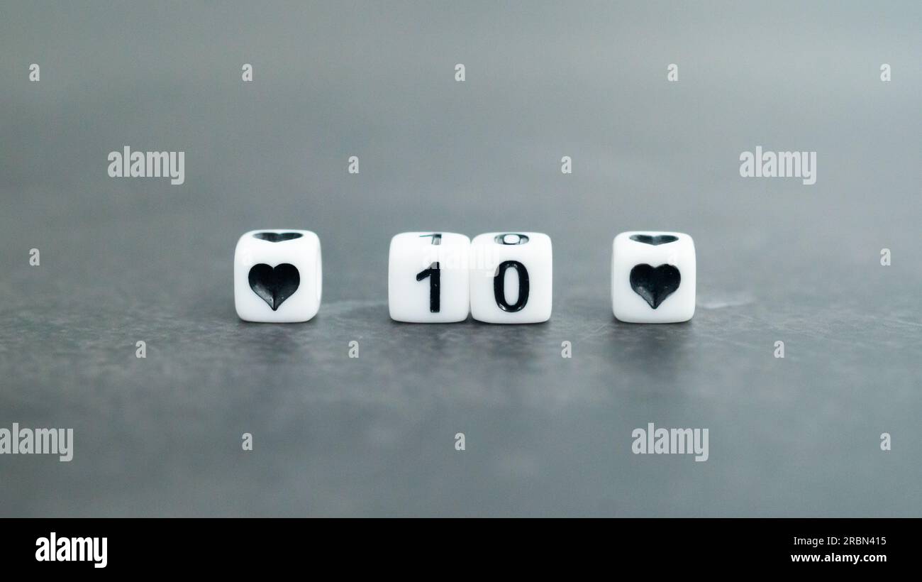 number 10 ten in white letter block beads. Tenth anniversary. Marriage ...