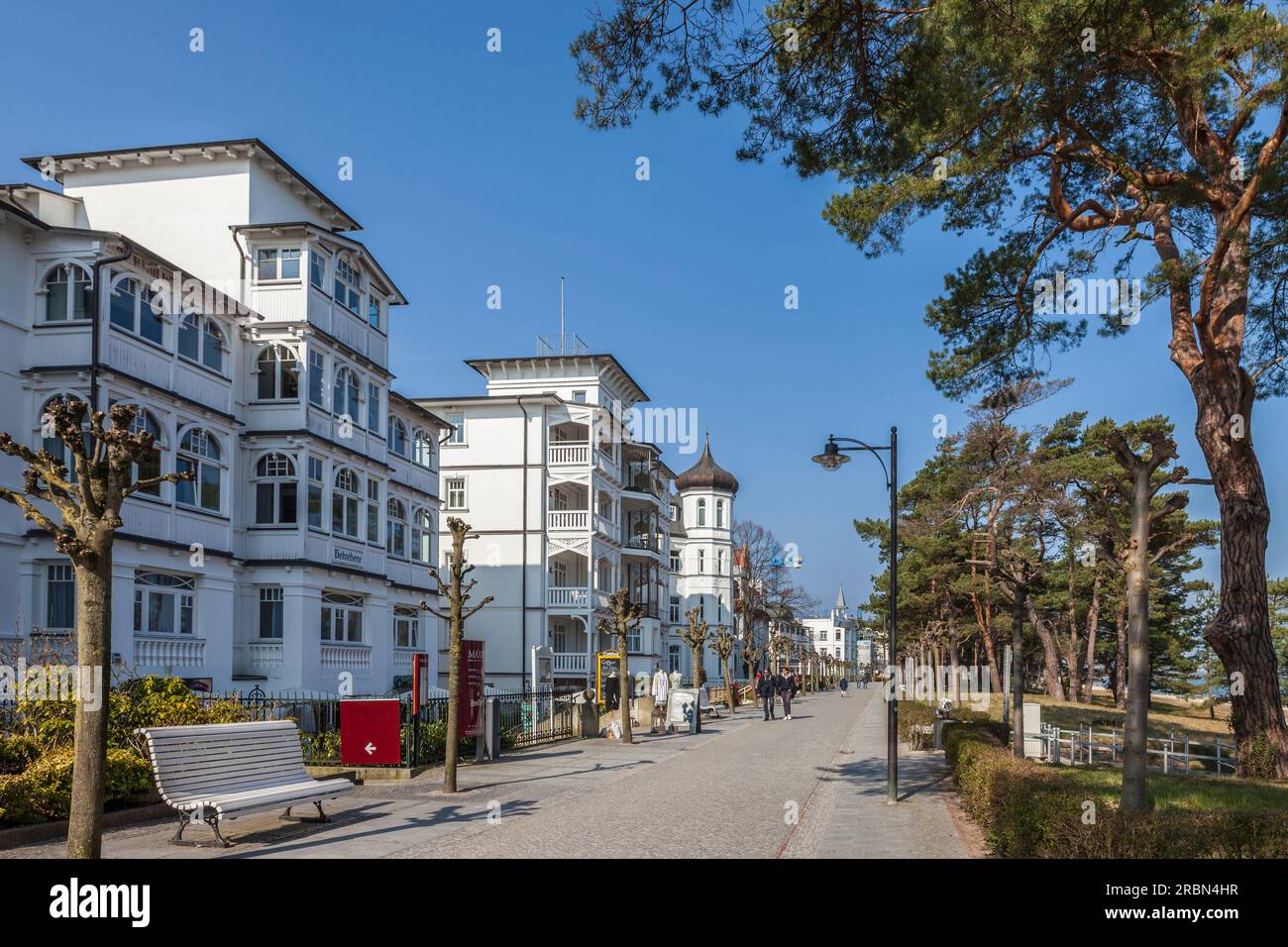 Old villas on the waterfront in Binz on the island of Ruegen ...