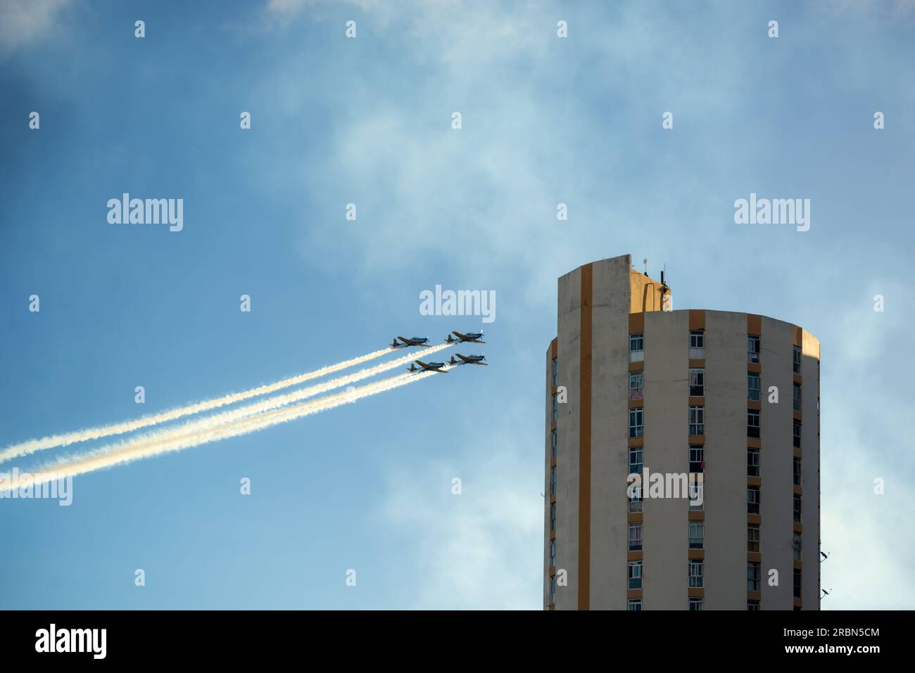 Salvador, Bahia, Brazil - July 02, 2023: Smoke squadron planes perform ...
